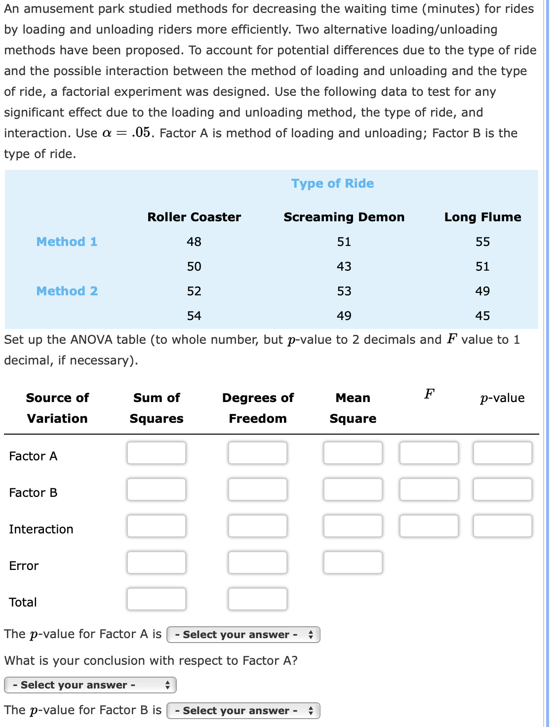 Solved An amusement park studied methods for decreasing the | Chegg.com
