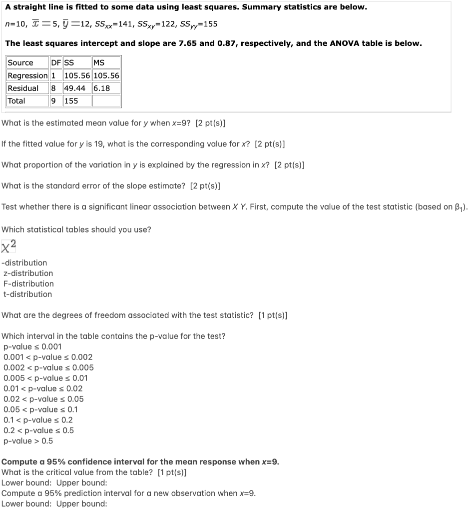 Solved n=10,xˉ=5,yˉ=12,SSxx=141,SSxy=122,SSyy=155 The least | Chegg.com