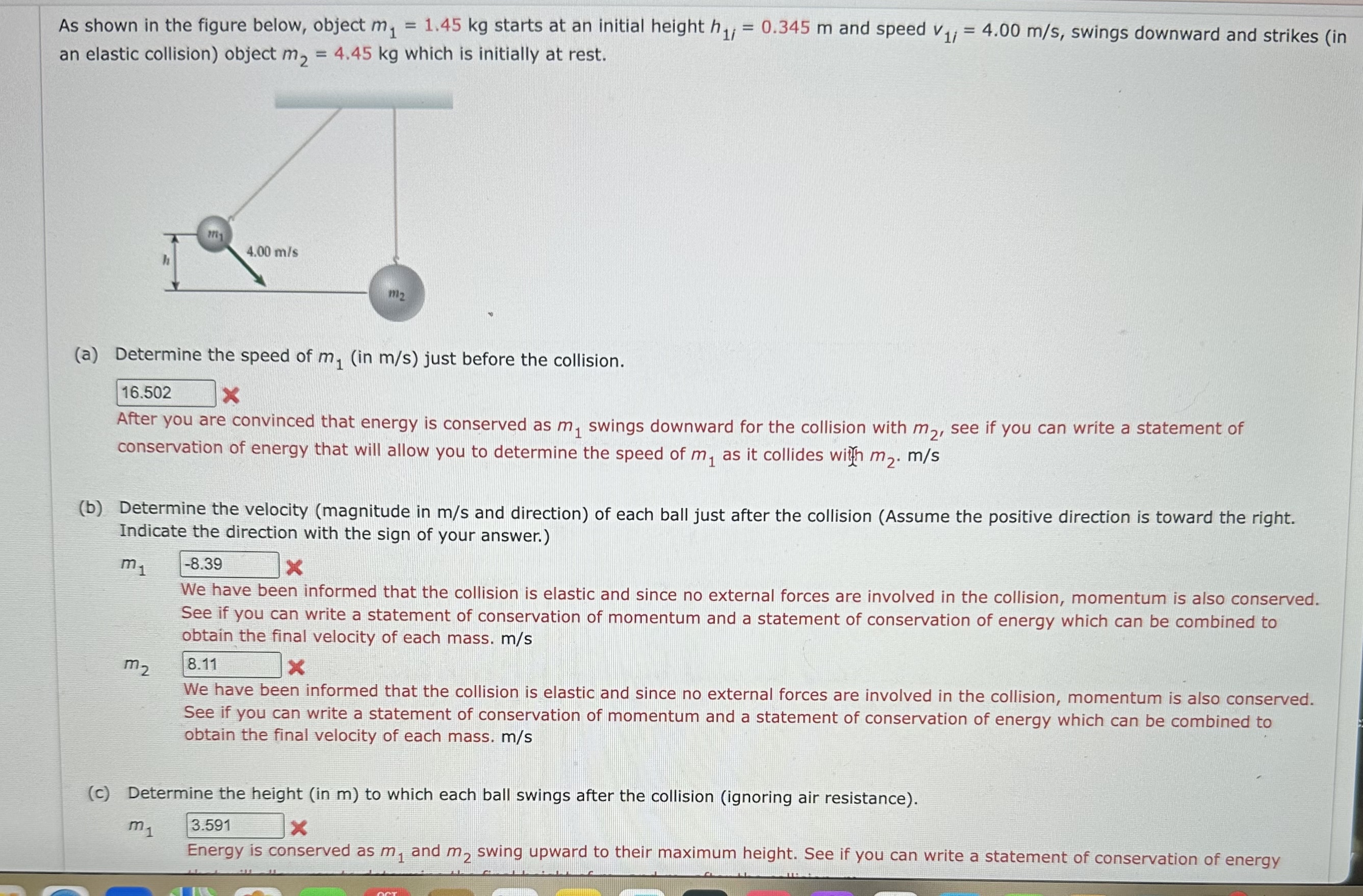 Solved As shown in the figure below, object m1=1.45 kg | Chegg.com