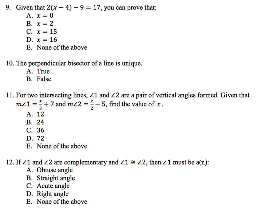 Solved 9. Given that 2(x – 4) – 9 = 17, you can prove that: | Chegg.com