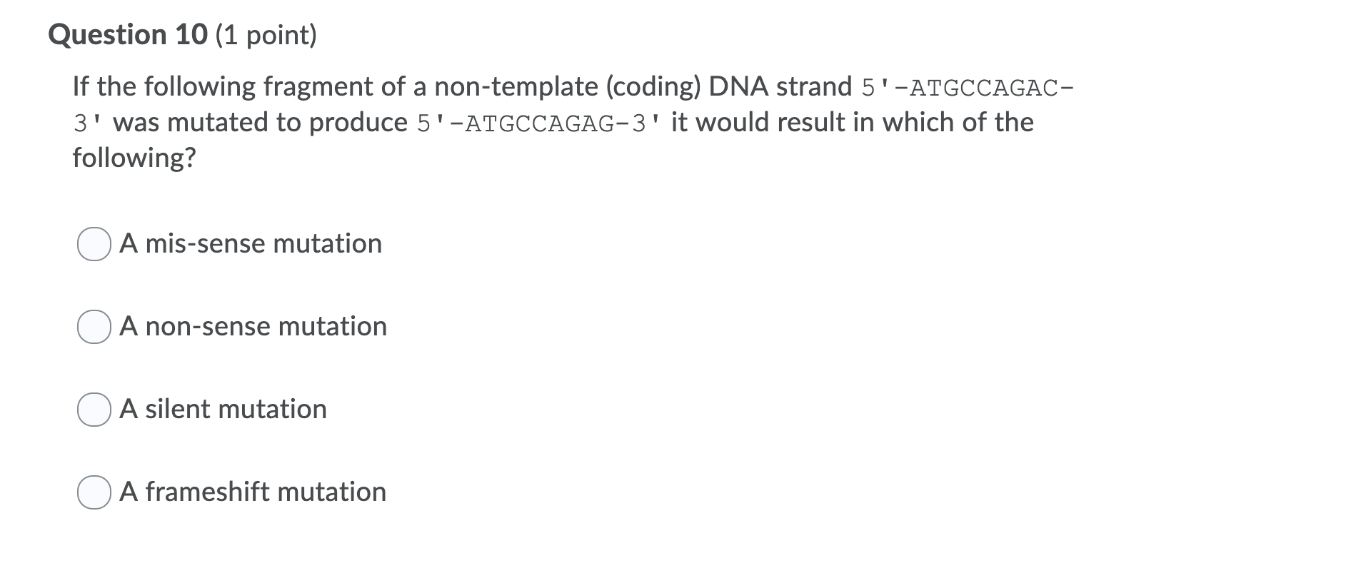 Solved Question 10 (1 point) If the following fragment of a | Chegg.com