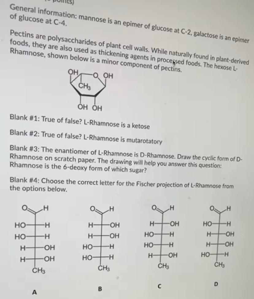 Solved General information: mannose is an epimer of glucose | Chegg.com