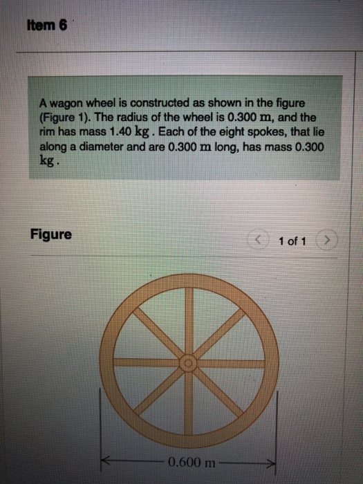 Solved Item 6 A wagon wheel is constructed as shown in the | Chegg.com