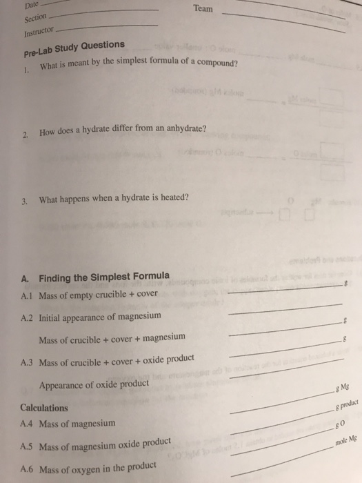 Solved Date Section Instructor Team Pre-Lab Study Questions | Chegg.com
