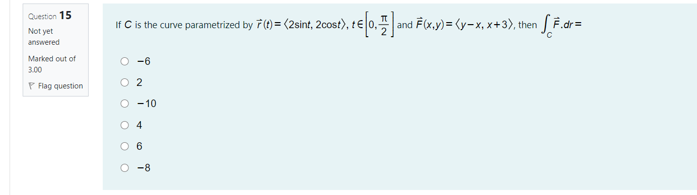 Solved Question 15 If C Is The Curve Parametrized By I T