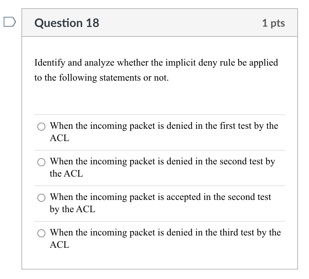 Solved Identify and analyze whether the implicit deny rule | Chegg.com