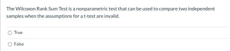 Solved The Wilcoxon Rank Sum Test is a nonparametric test | Chegg.com