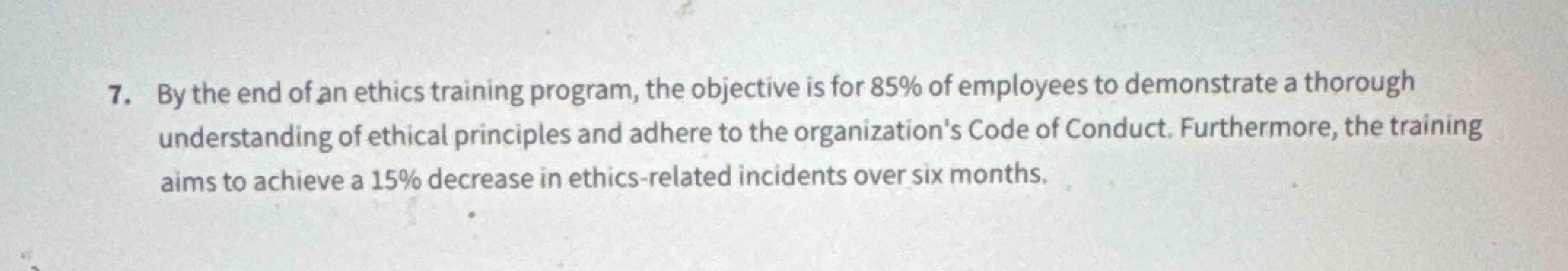 Solved By the end of an ethics training program, the | Chegg.com