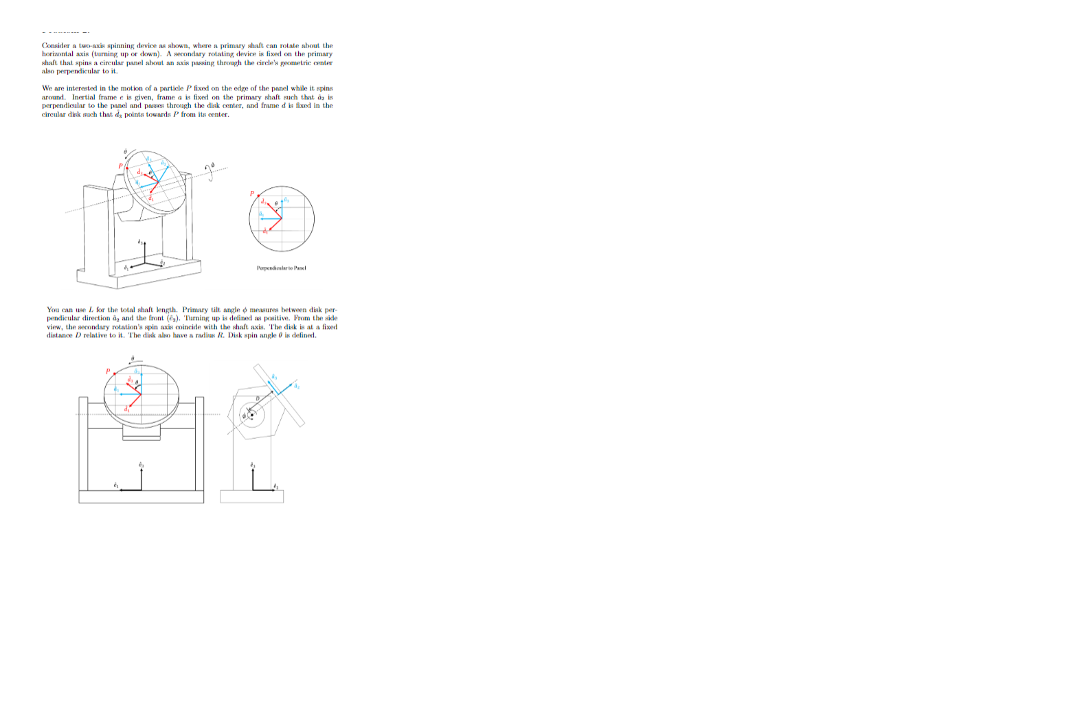 Solved Consider a two-axis spinning device as shown, where a | Chegg.com