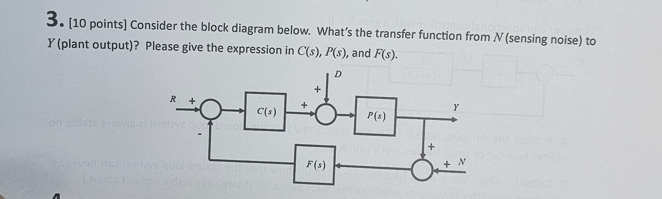 Solved [10 ﻿points] ﻿Consider the block diagram below. | Chegg.com