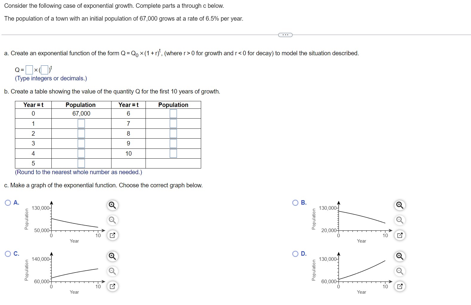 Solved Consider the following case of exponential growth. | Chegg.com