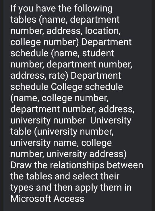 Solved If you have the following tables (name, department | Chegg.com