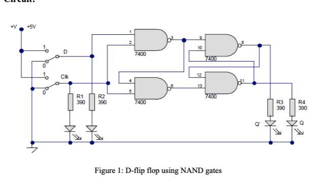 Solved Experiment-1 D - Flip Flop with NAND Gate Circuit | Chegg.com