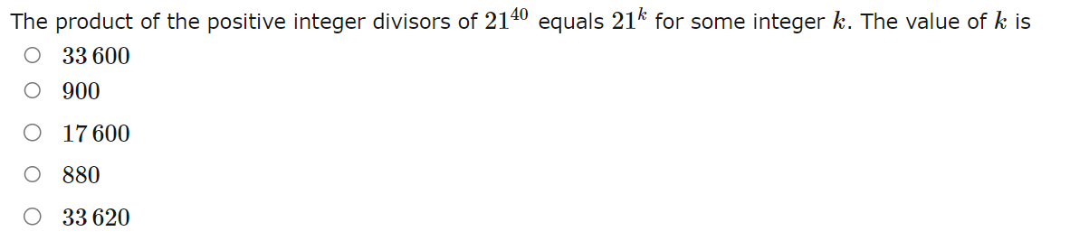 Solved The product of the positive integer divisors of 2140 | Chegg.com