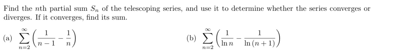 Solved Find the nth partial sum Sn ﻿of the telescoping | Chegg.com