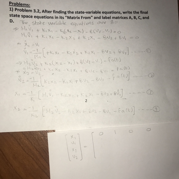 Solved EAAMPLE 3. Find the state-variable equations for the | Chegg.com