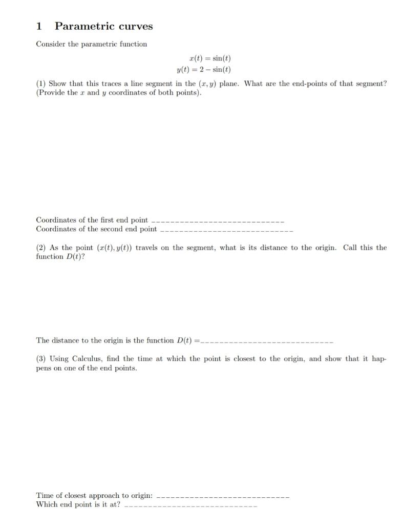 Heading Q1 or Parametric curves Needed to be solved | Chegg.com