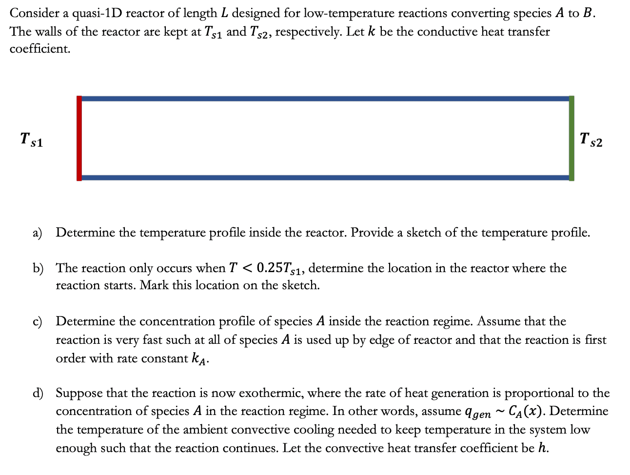 Solved Consider a quasi-1D reactor of length L designed for | Chegg.com