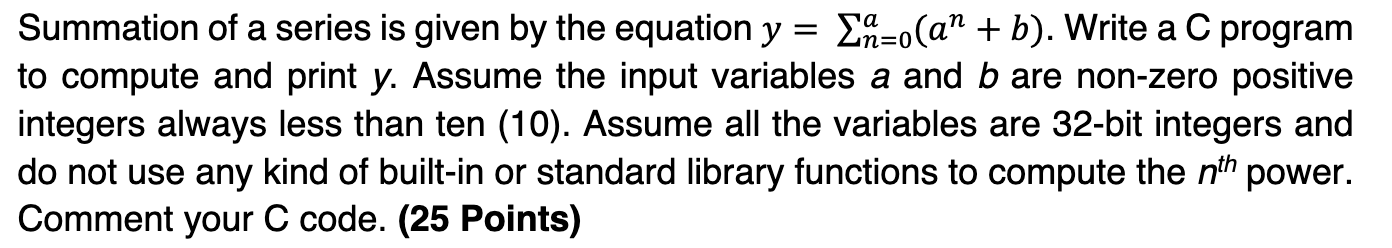 Solved Summation of a series is given by the equation | Chegg.com