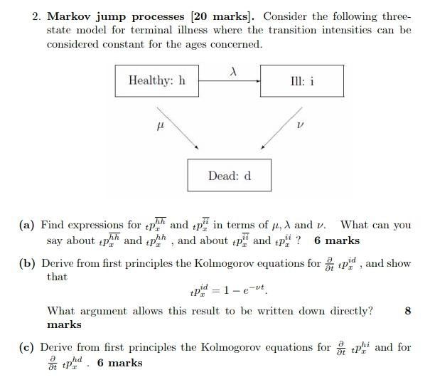 2. Markov jump processes [20 marks). Consider the | Chegg.com