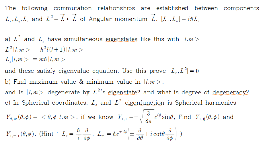 Solved The following commutation relationships are | Chegg.com