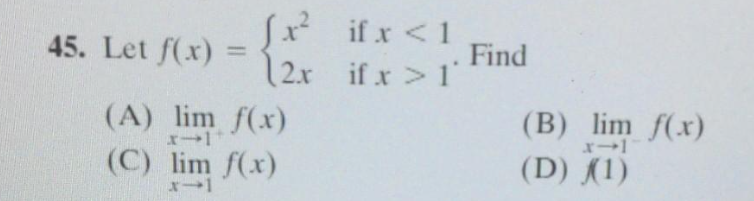 Solved 45. Let f(x)={x22x if x 1. Find (A) | Chegg.com
