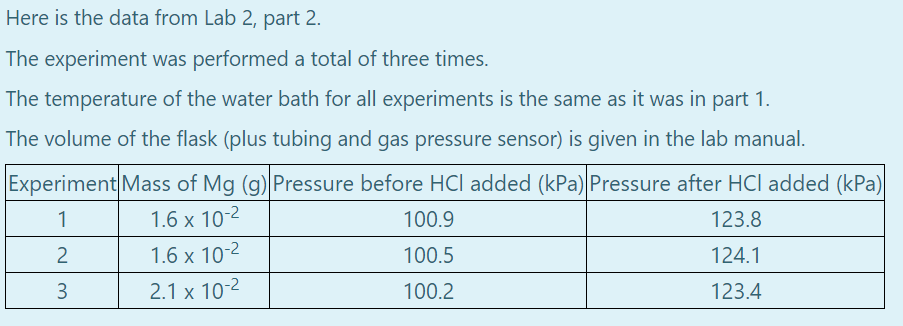 EXPERIMENT 2: THE IDEAL GAS CONSTANT * Pre-lab | Chegg.com