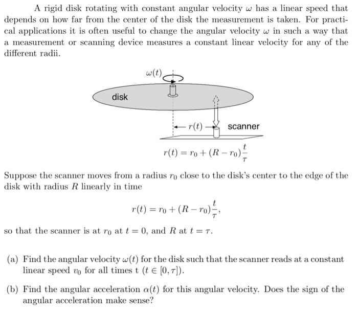 Solved A rigid disk rotating with constant angular velocity | Chegg.com