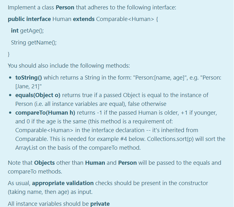 Solved Implement a class Person that adheres to the | Chegg.com