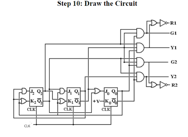 Solved 1. Design a traffic light circuit similar to the | Chegg.com
