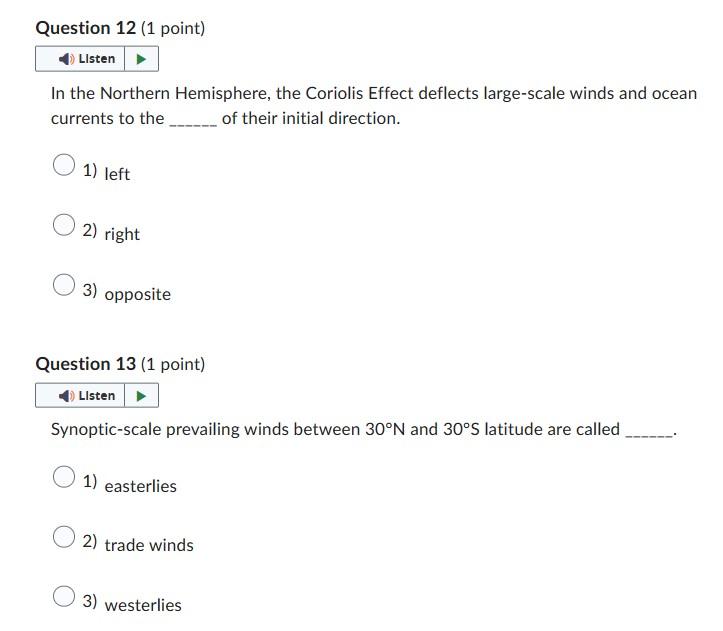 Solved In the Northern Hemisphere, the Coriolis Effect | Chegg.com
