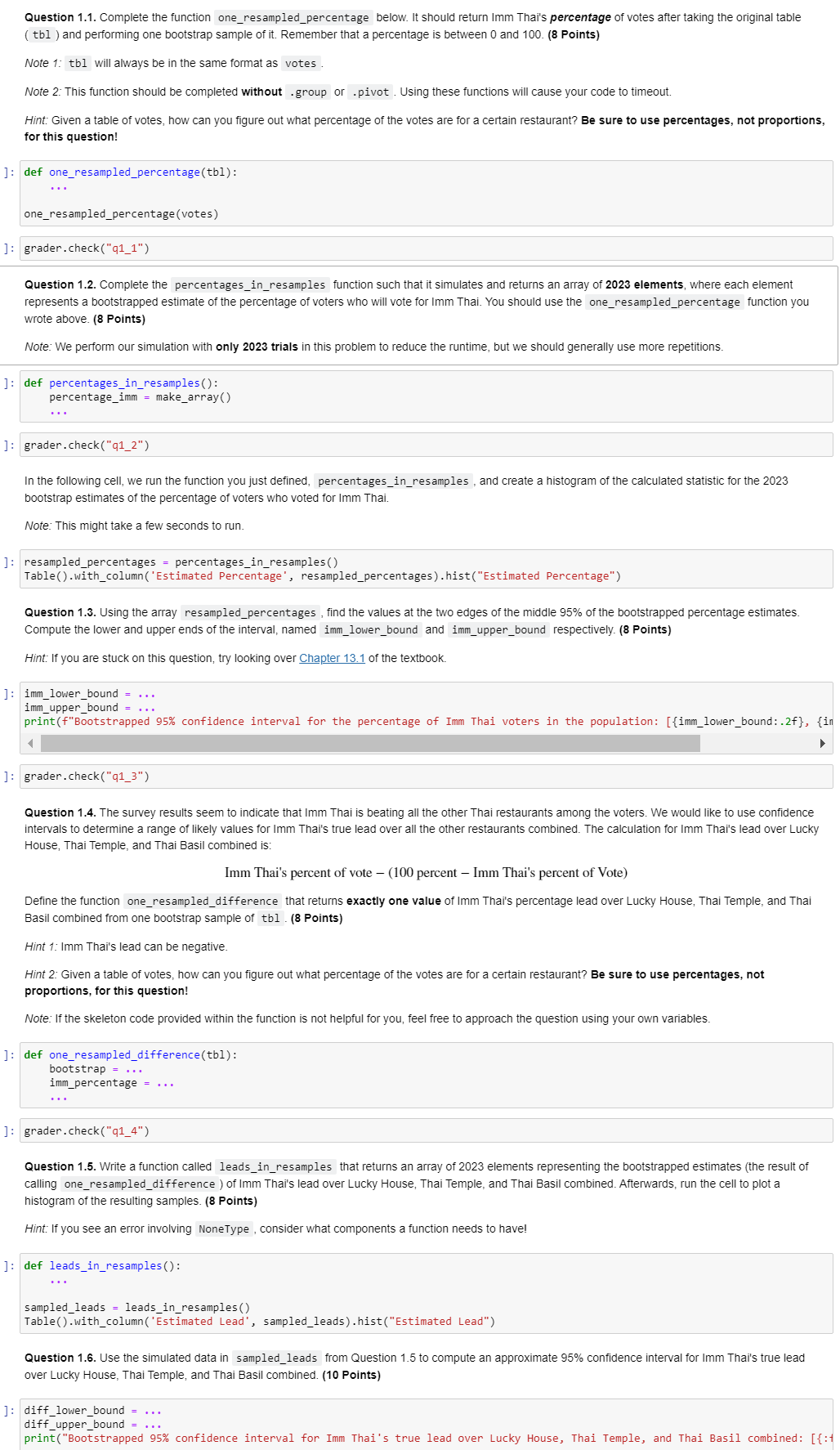 Solved Question 1.1. Complete the function | Chegg.com