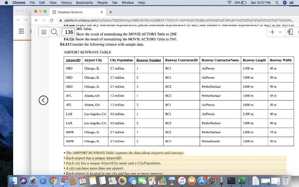 "The AIRPORT RUNWAYS Table captures the data about | Chegg.com