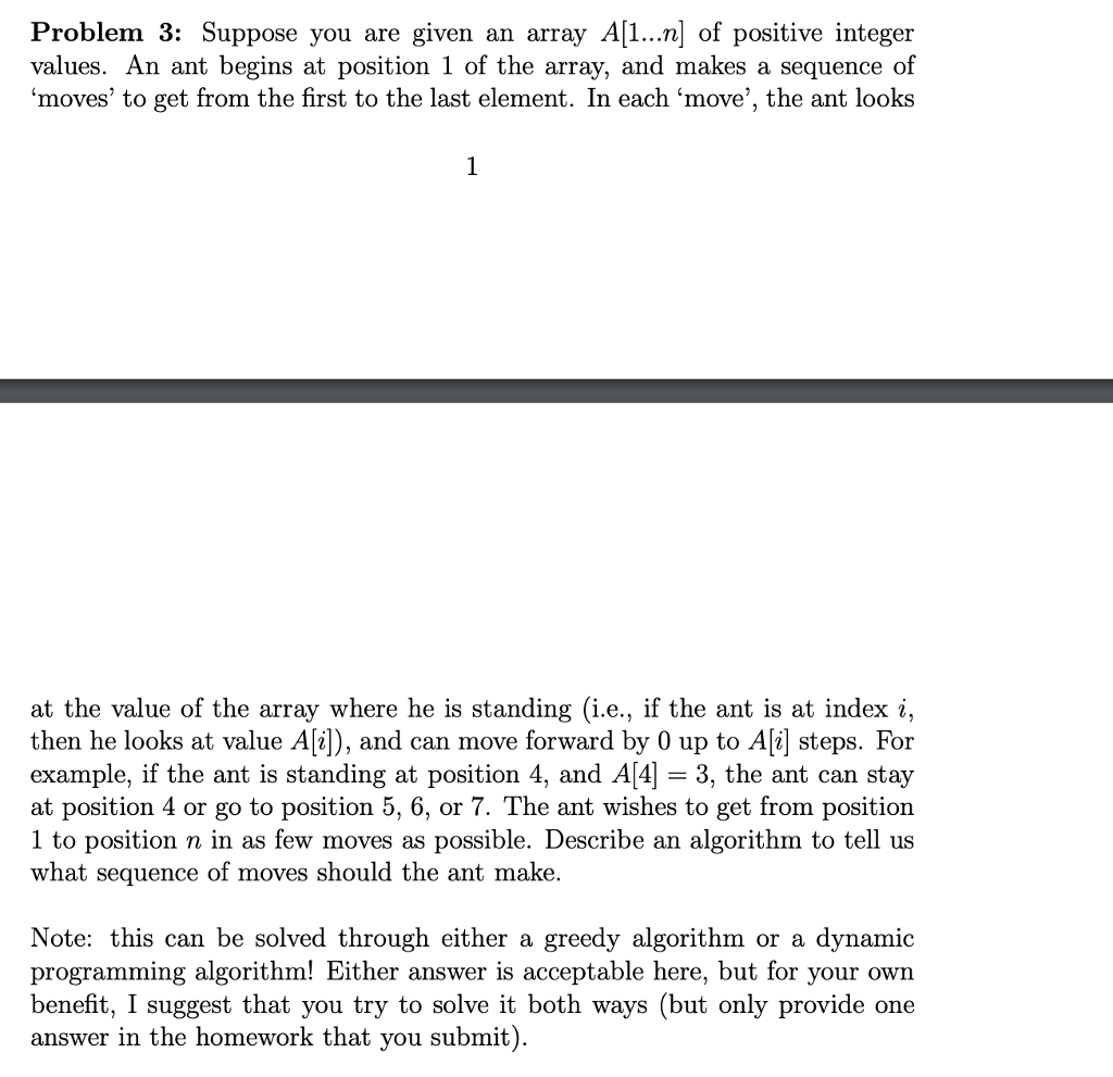 Solved Problem 3: Suppose you are given an array A[1...n] of | Chegg.com
