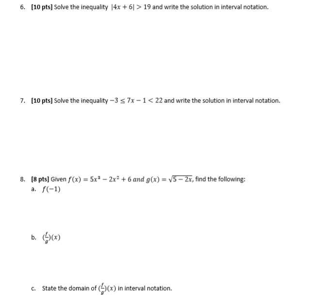 Solved 6. (10 pts) Solve the inequality 4x + 6 > 19 and | Chegg.com Solved 6. (10 pts) Solve the inequality 4x + 6 > 19 and | Chegg.com
