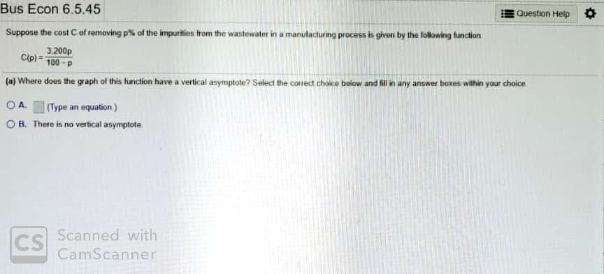 Solved Bus Econ 6 5 45 Question Help Suppose The Cost Of