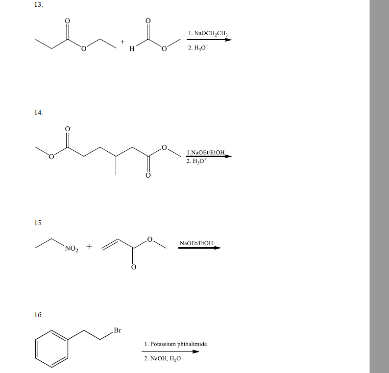 Solved 1. NaOCH2CH3 2. H30* 14. 1. NaOEt/EtOH 2. H20 | Chegg.com