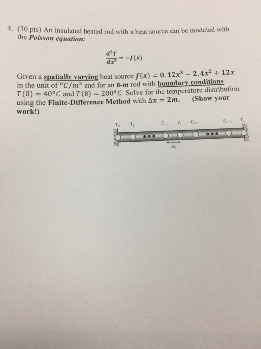 Solved 4. (30 pts) An insulated heated rod with a heat | Chegg.com