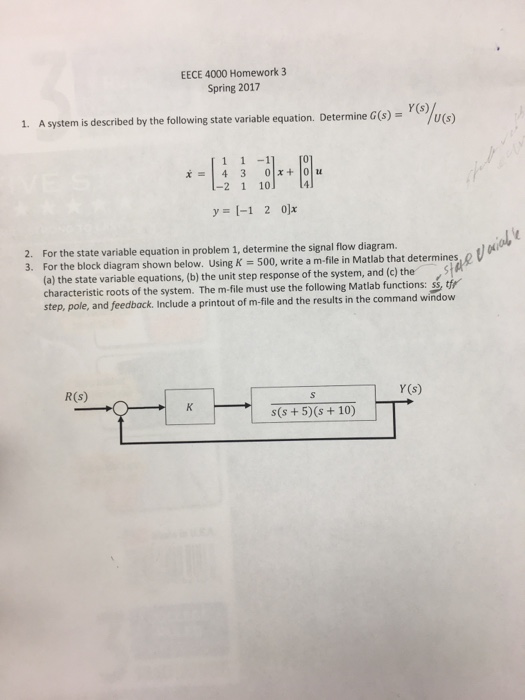Solved A system is described by the following state variable | Chegg.com