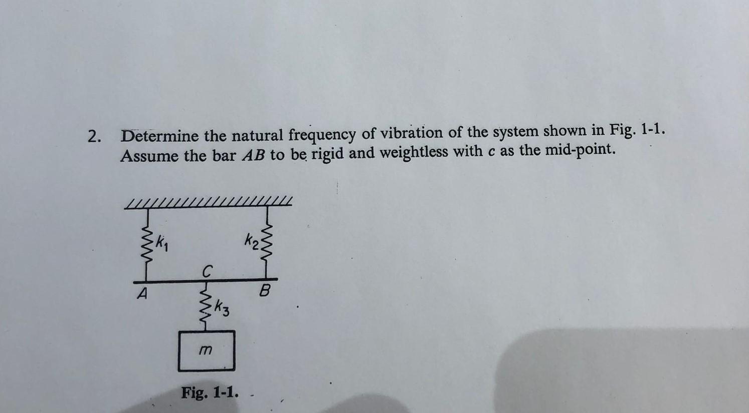Solved 2. Determine the natural frequency of vibration of | Chegg.com