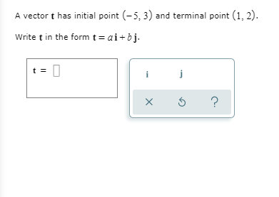Solved A vector t has initial point (-5,3) and terminal | Chegg.com