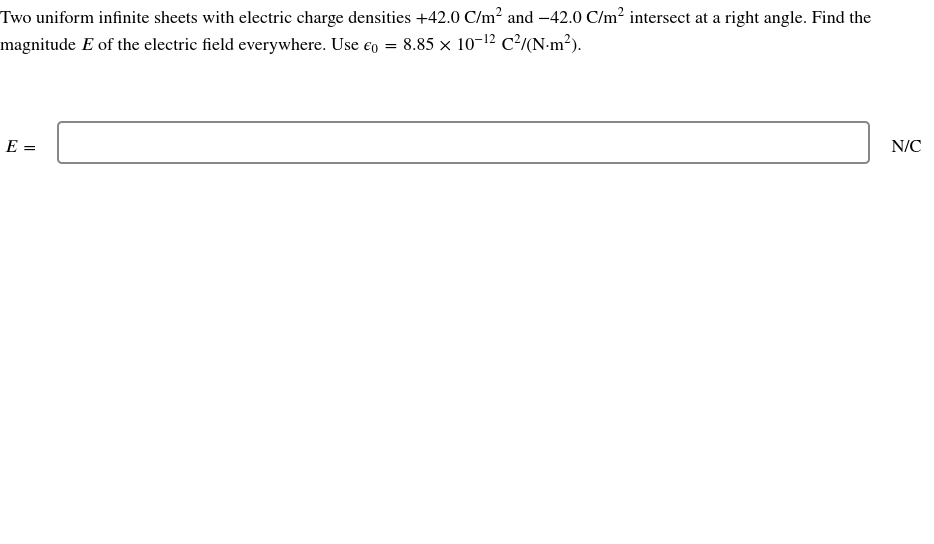 Solved Two uniform infinite sheets with electric charge | Chegg.com