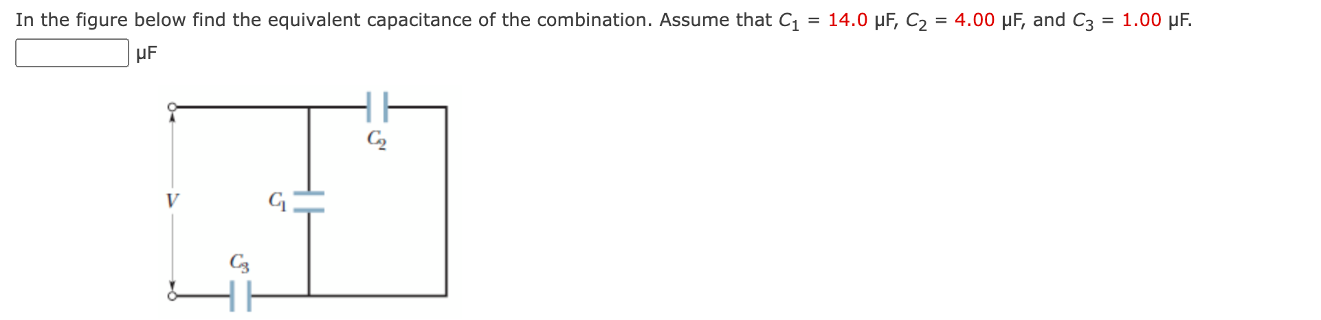 Solved In the figure below find the equivalent capacitance | Chegg.com