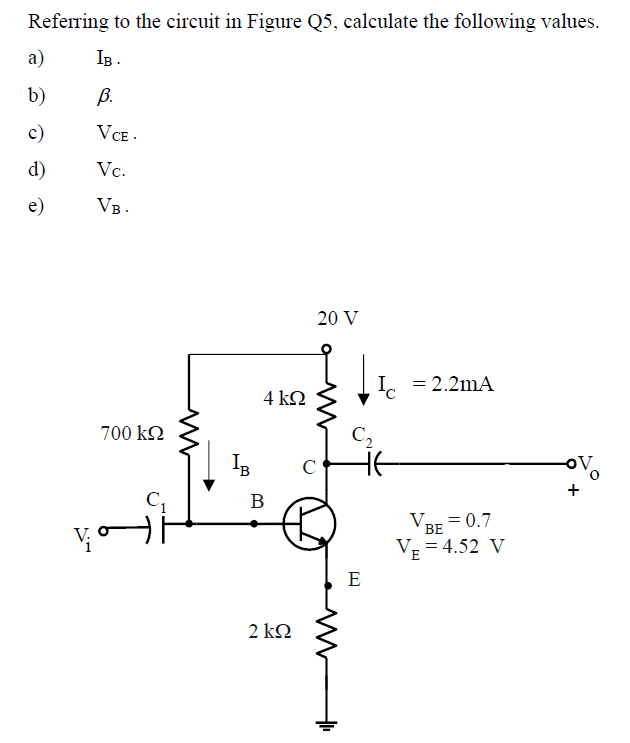 Solved Referring to the circuit in Figure Q5, calculate the | Chegg.com