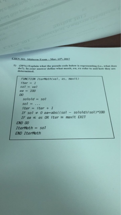 Solved Explain what the pseudo code below is representing | Chegg.com