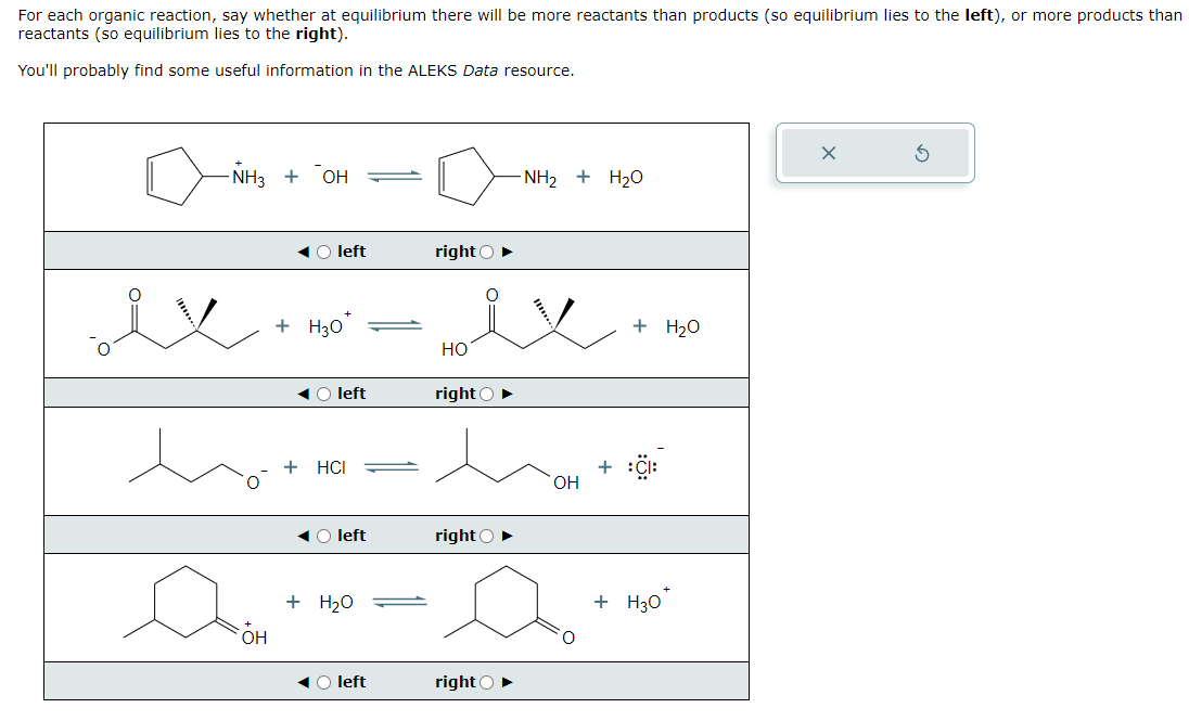 Solved For each organic reaction, say whether at equilibrium | Chegg.com