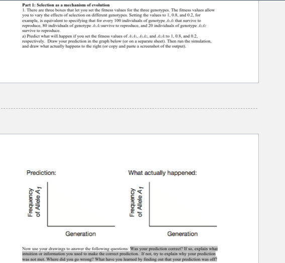 Solved Part 1: Selection as a mechanism of evolutionThere | Chegg.com