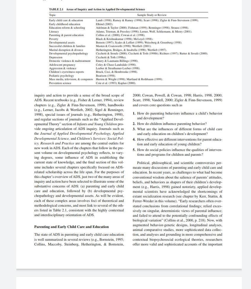 Solved inquiry and action to provide a sense of the broad | Chegg.com