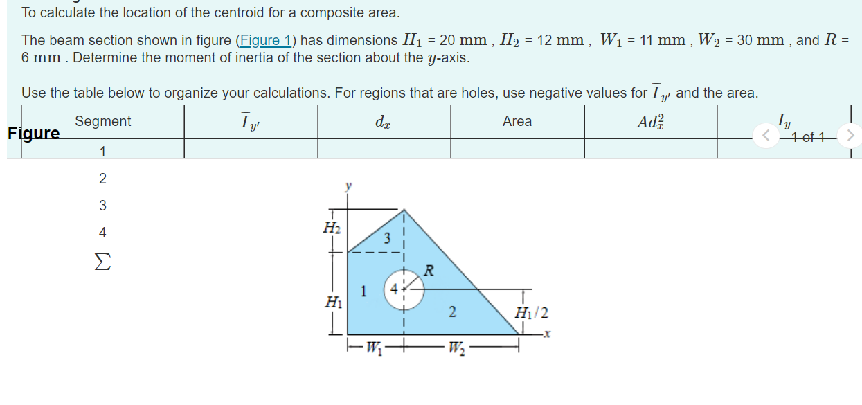 Solved Calculate the moment of inertia of region 1 about a | Chegg.com