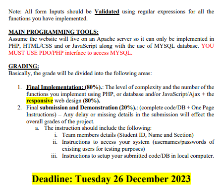 Solved ITCS 333: Course Project BASIC REQUIREMENTS: You | Chegg.com